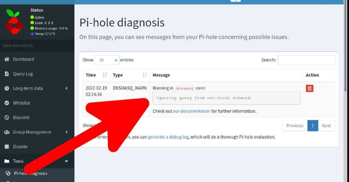 Pihole: Ignoring query from non-local network (DNSMASQ_WARN) Pihole: Ignoring query from non-local network (DNSMASQ_WARN)